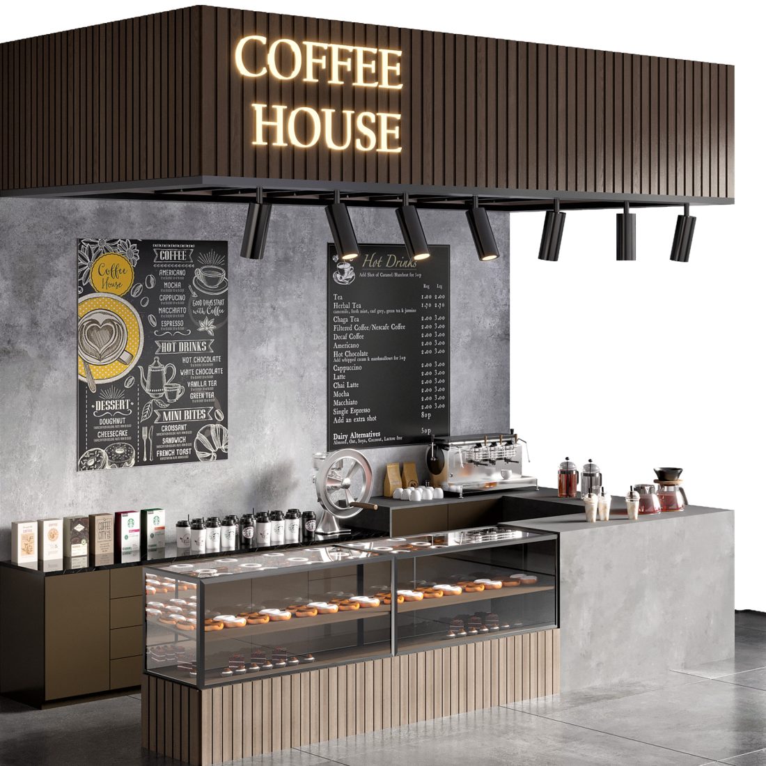 Cafe Bar No12 3D Model for VRay, Corona | CGMood