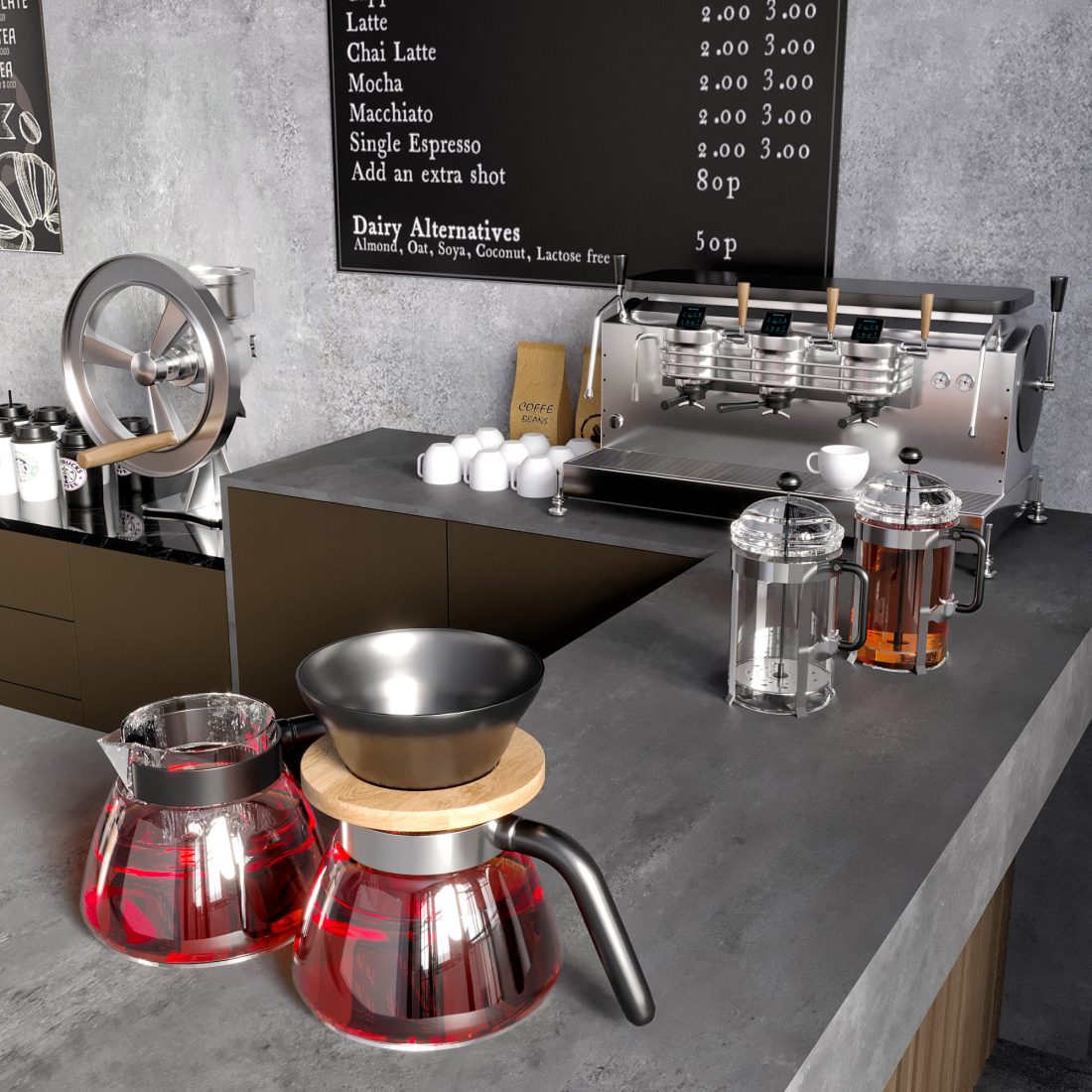 Cafe Bar No12 3D Model for VRay, Corona | CGMood
