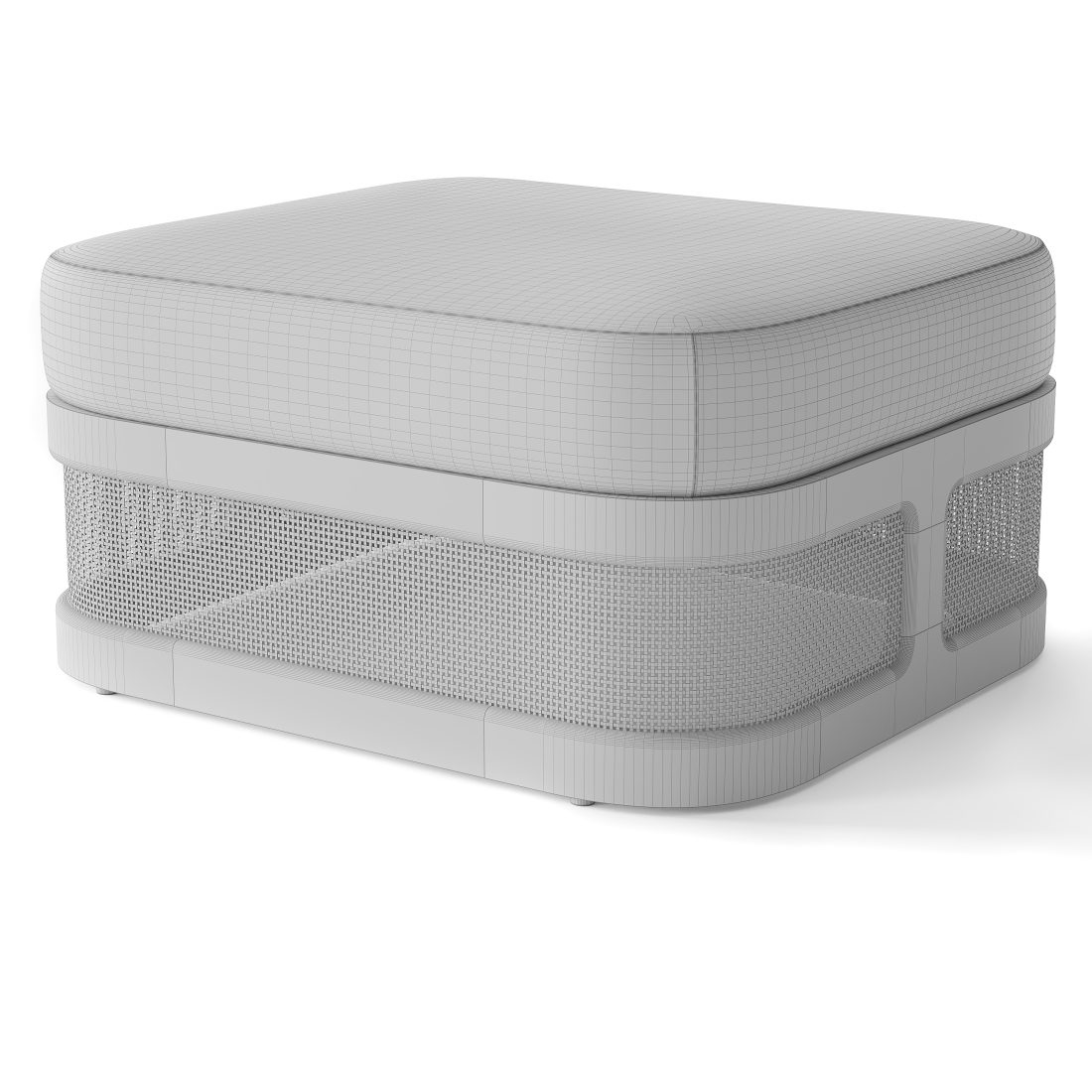 Rh Trieste Teak Ottoman - 3D Model for Corona