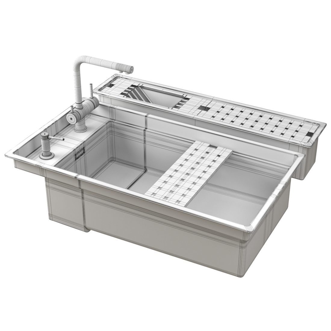 Sink And Mixer Omoikiri Kinaru Pro 86-u/i - 3D Model for Corona