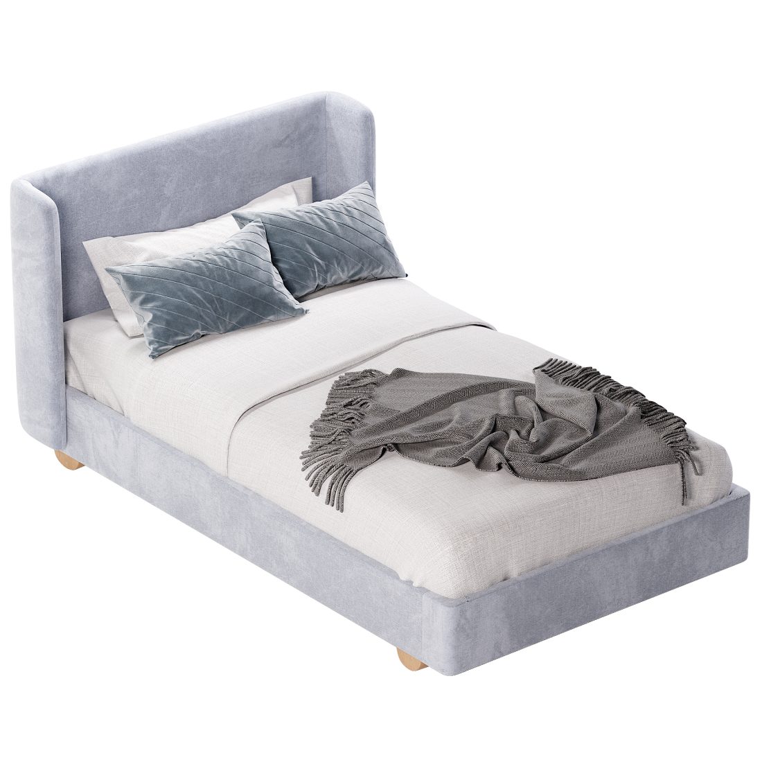 Pismo Blue Upholstered Kids Twin Bed - 3D Model for Corona