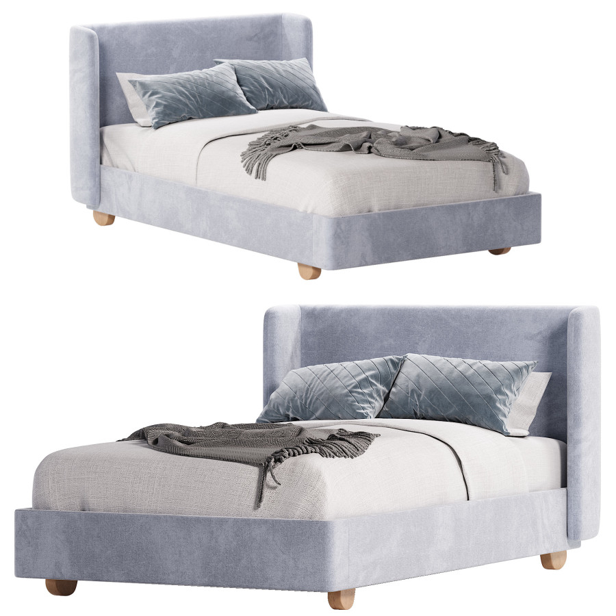Pismo Blue Upholstered Kids Twin Bed - 3D Model for Corona