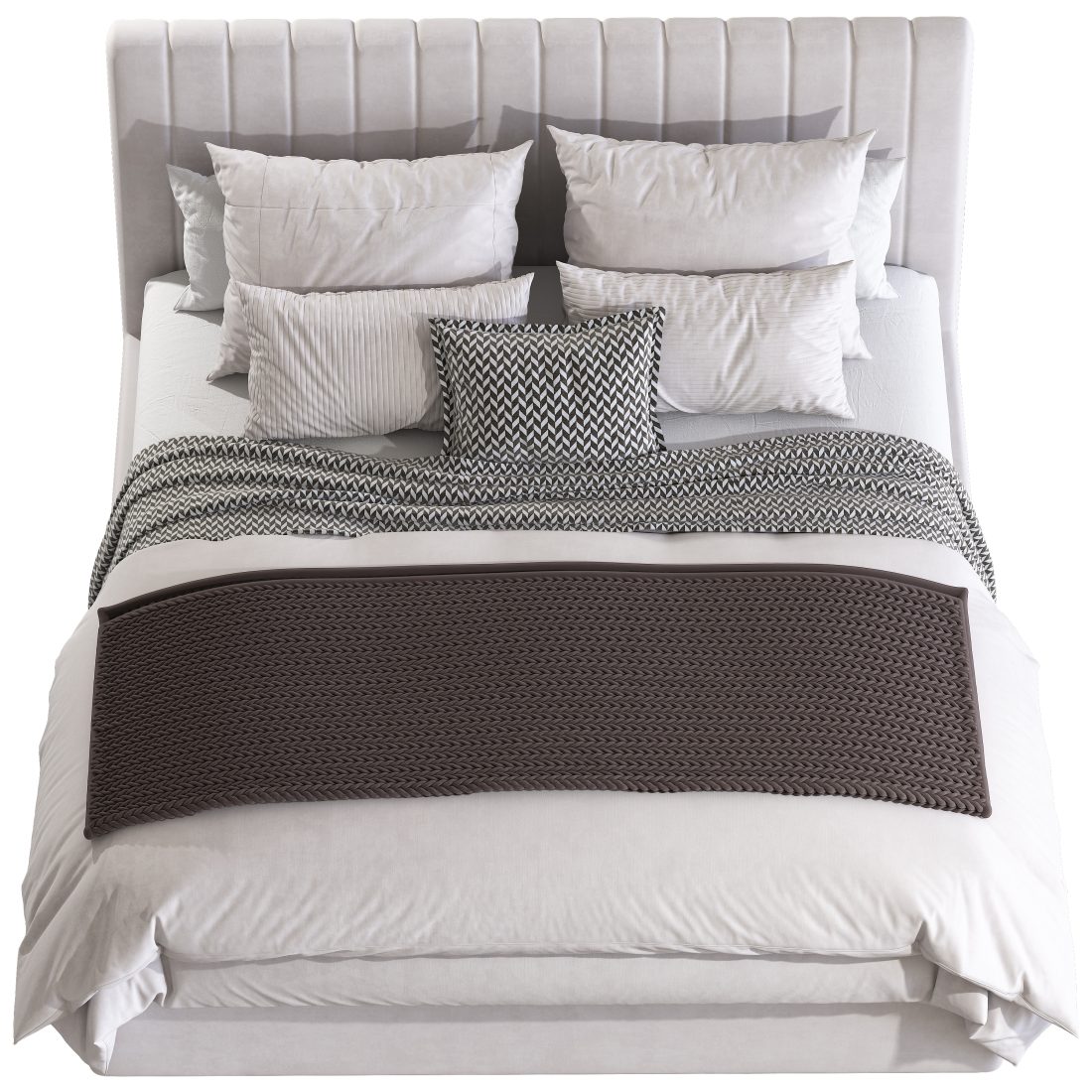 Double Bed Mora2 No. 184 - 3D Model for VRay, Corona