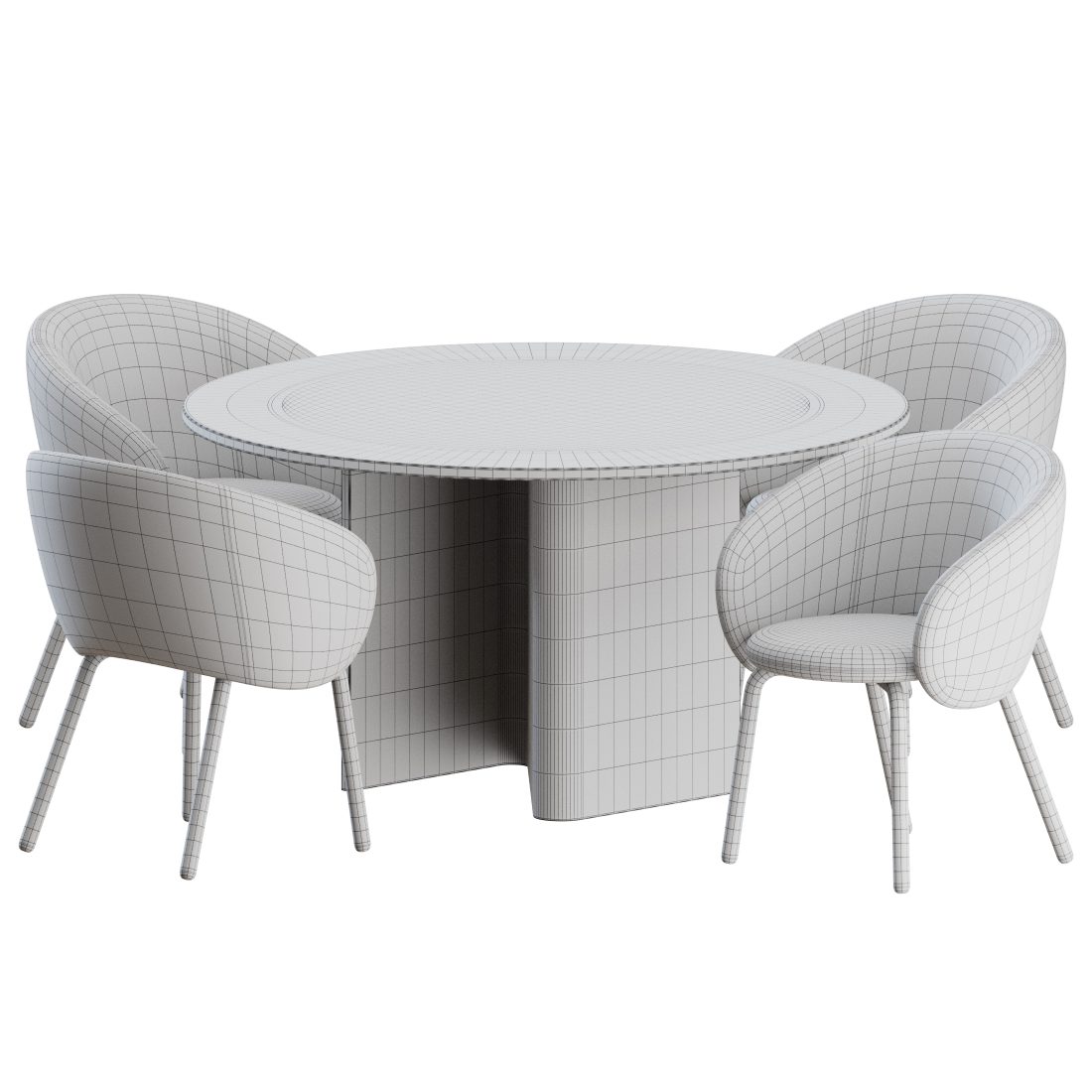 Nebulona Chair And Nami Dining Table By Miniforms - 3D Model for Corona