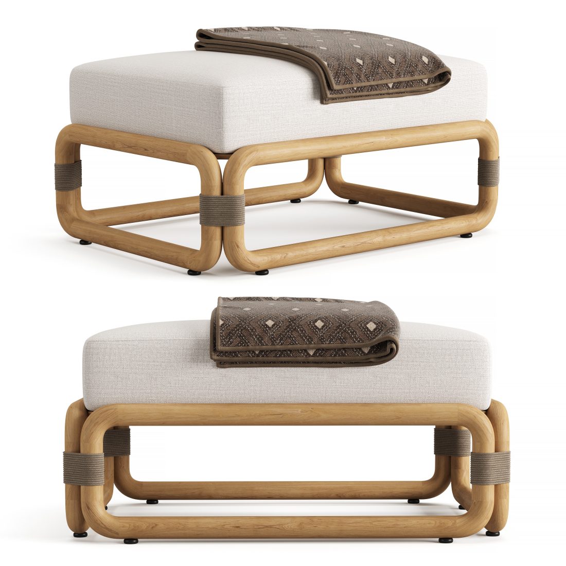 Rh Maro Teak Ottoman - 3D Model for Corona