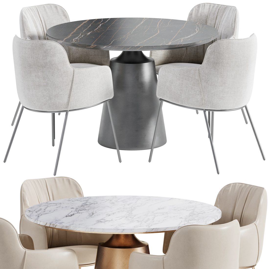 Cattelan Italia Yoda Round Table Rhonda Chair - 3D Model for Corona