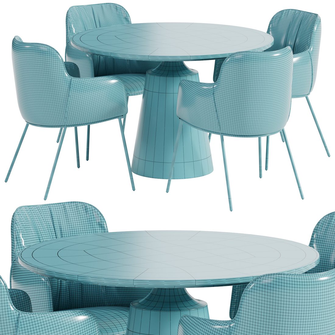 Cattelan Italia Yoda Round Table Rhonda Chair 3D Model for Corona | CGMood