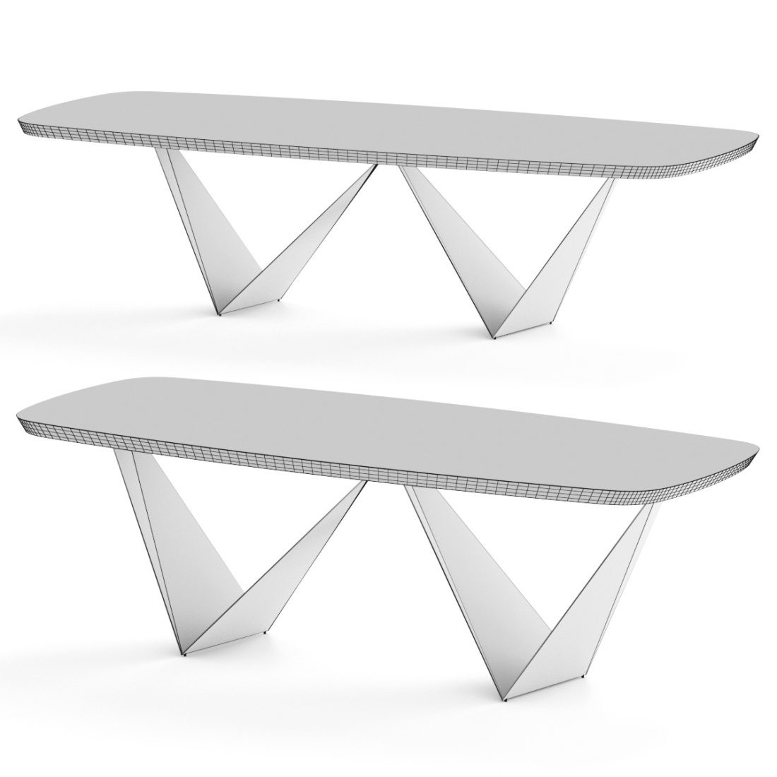 Reflex Prisma Steel 72 Bevel Dining Table 3D Model for VRay | CGMood