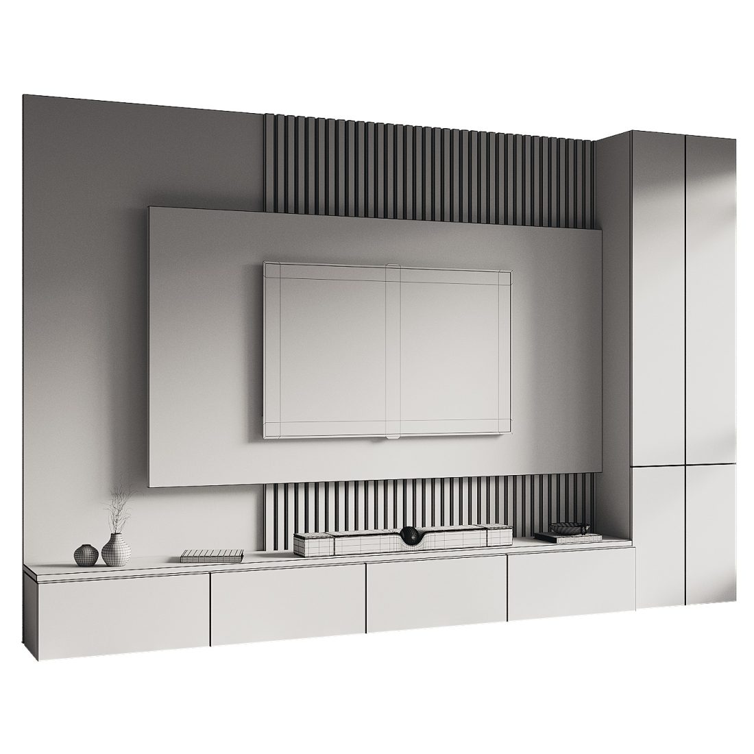 Tv Wall Set 062 - 3D Model for Corona
