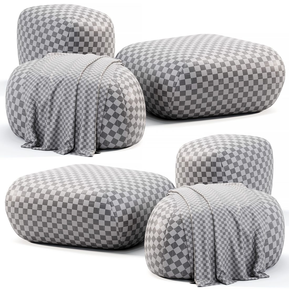 Pebble Rubble Pouf By Moroso - 3D Model for Corona