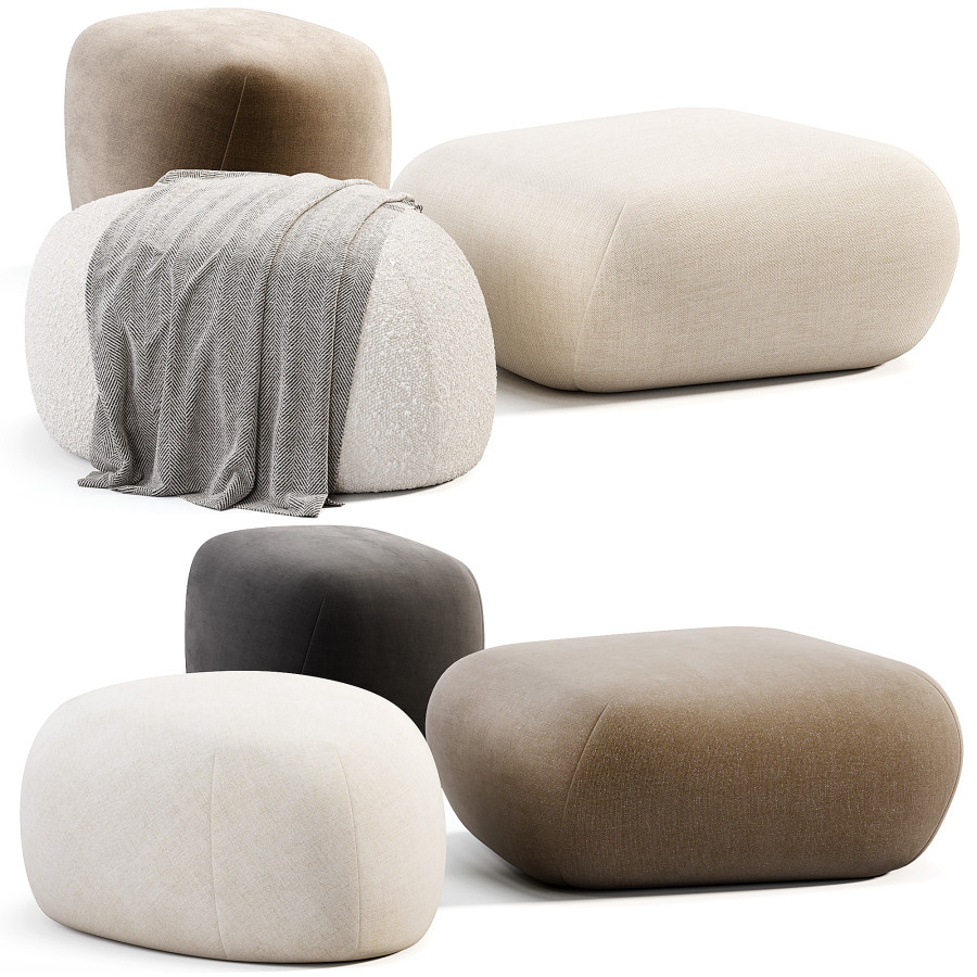 Pebble Rubble Pouf By Moroso - 3D Model for Corona