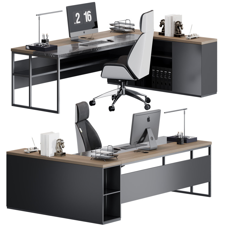 Office Furniture Manager Set 21 3D Model for VRay, Corona | CGMood