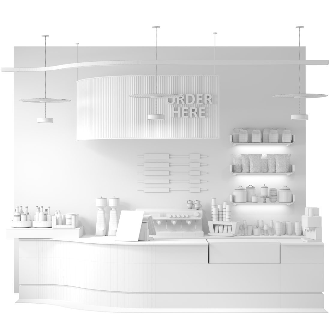 Cafe With A Display Case With Desserts 3D Model for Corona | CGMood