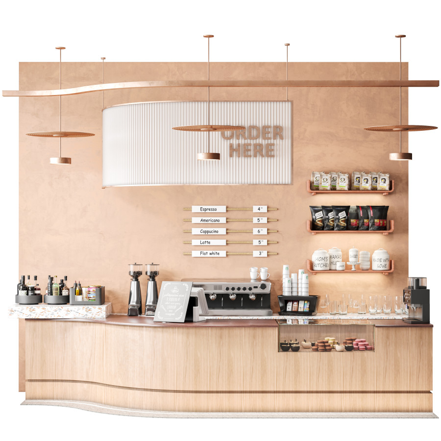 Cafe With A Display Case With Desserts 3D Model for Corona | CGMood