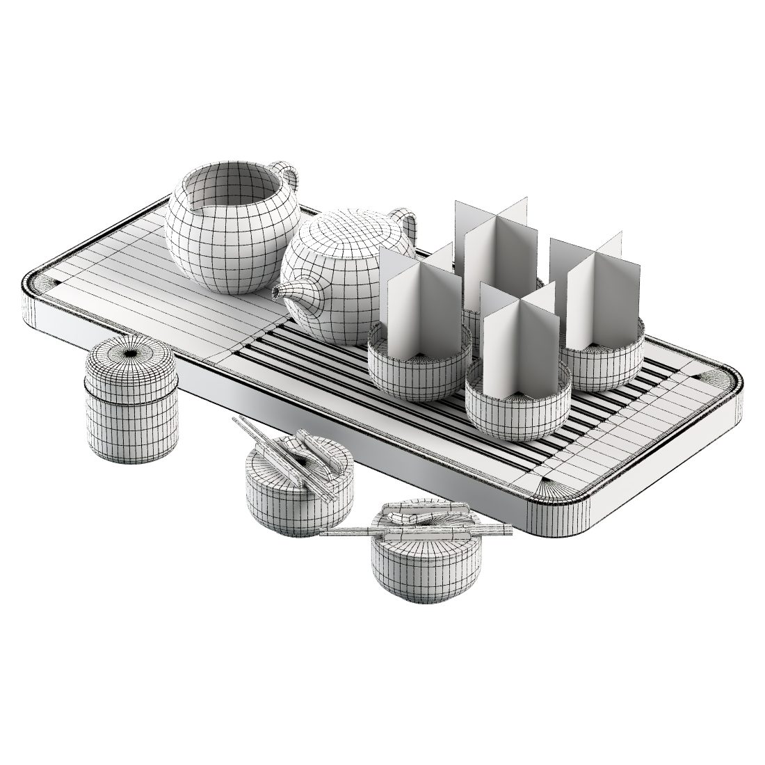 Tea Set - 3D Model for Corona, VRay
