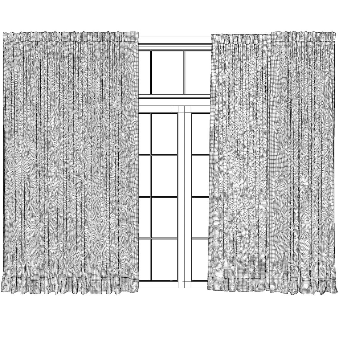Translucent Linen Curtains With Tulle - 3D Model for VRay, Corona