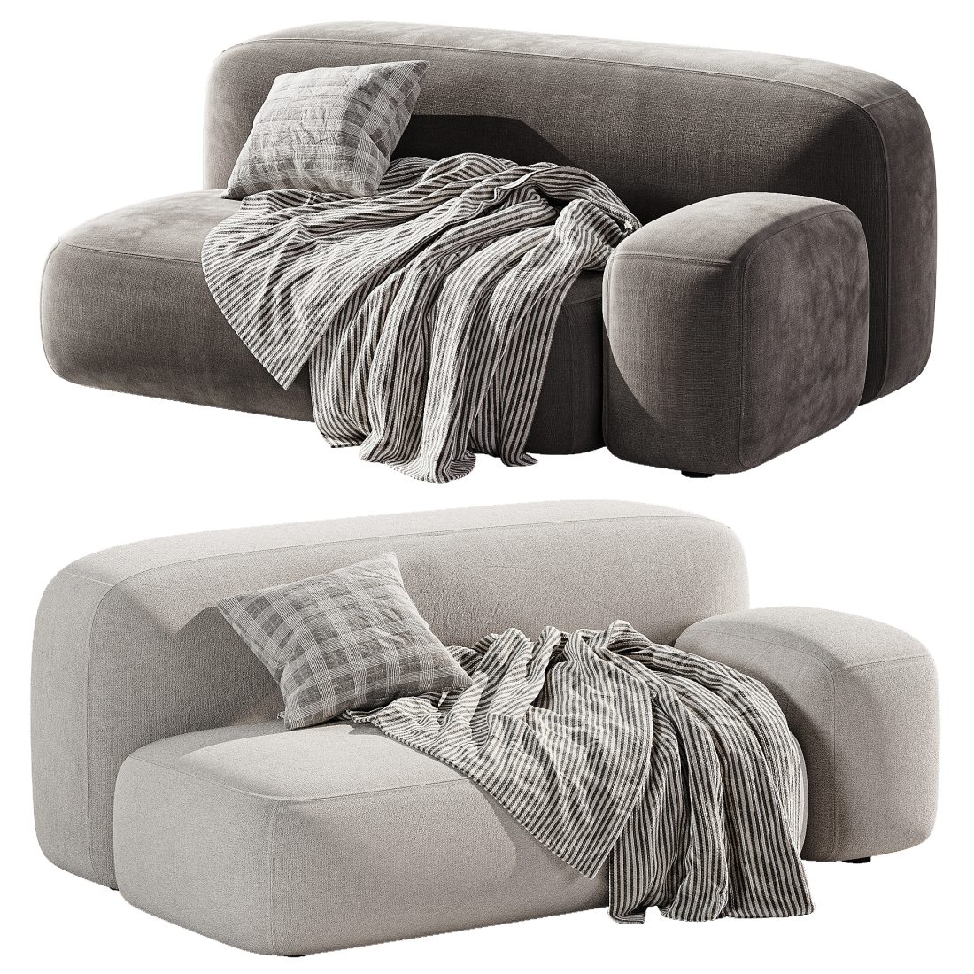 Straight Sofa Ribbl 1 - 3D Model for VRay, Corona