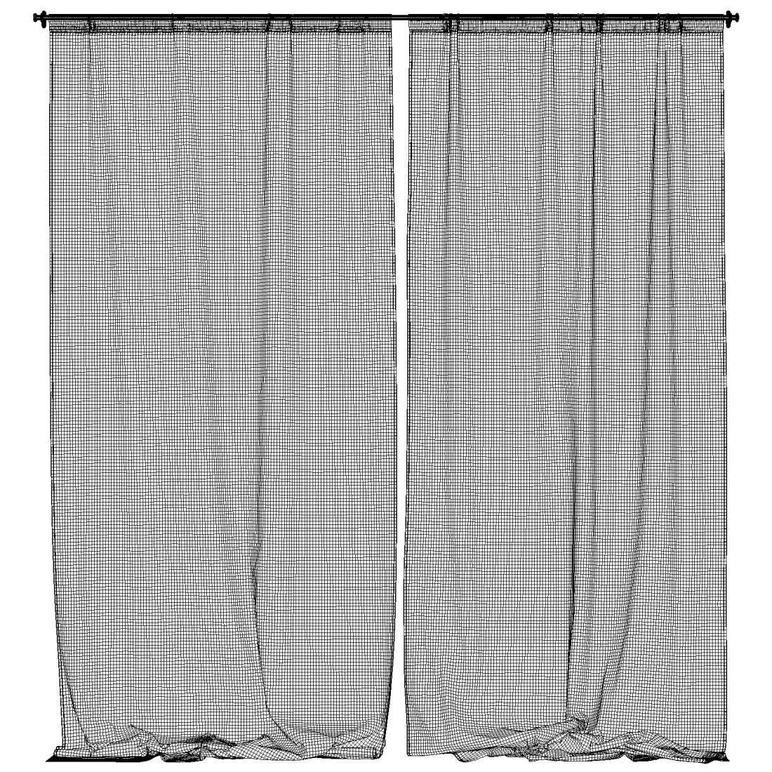 Draped Embroidery Lace Curtain - 3D Model for VRay, Corona