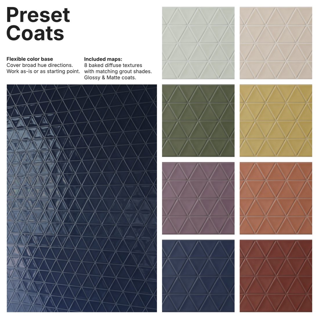 Triangle Tile Hex Lay Texture / PBR Material | CGMood