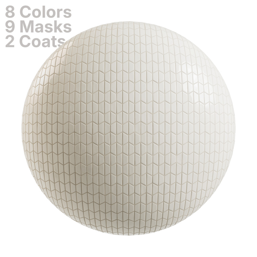 Trapezoid Mosaic Tile 1x2" Hex Layout - 3D Model for VRay, Corona