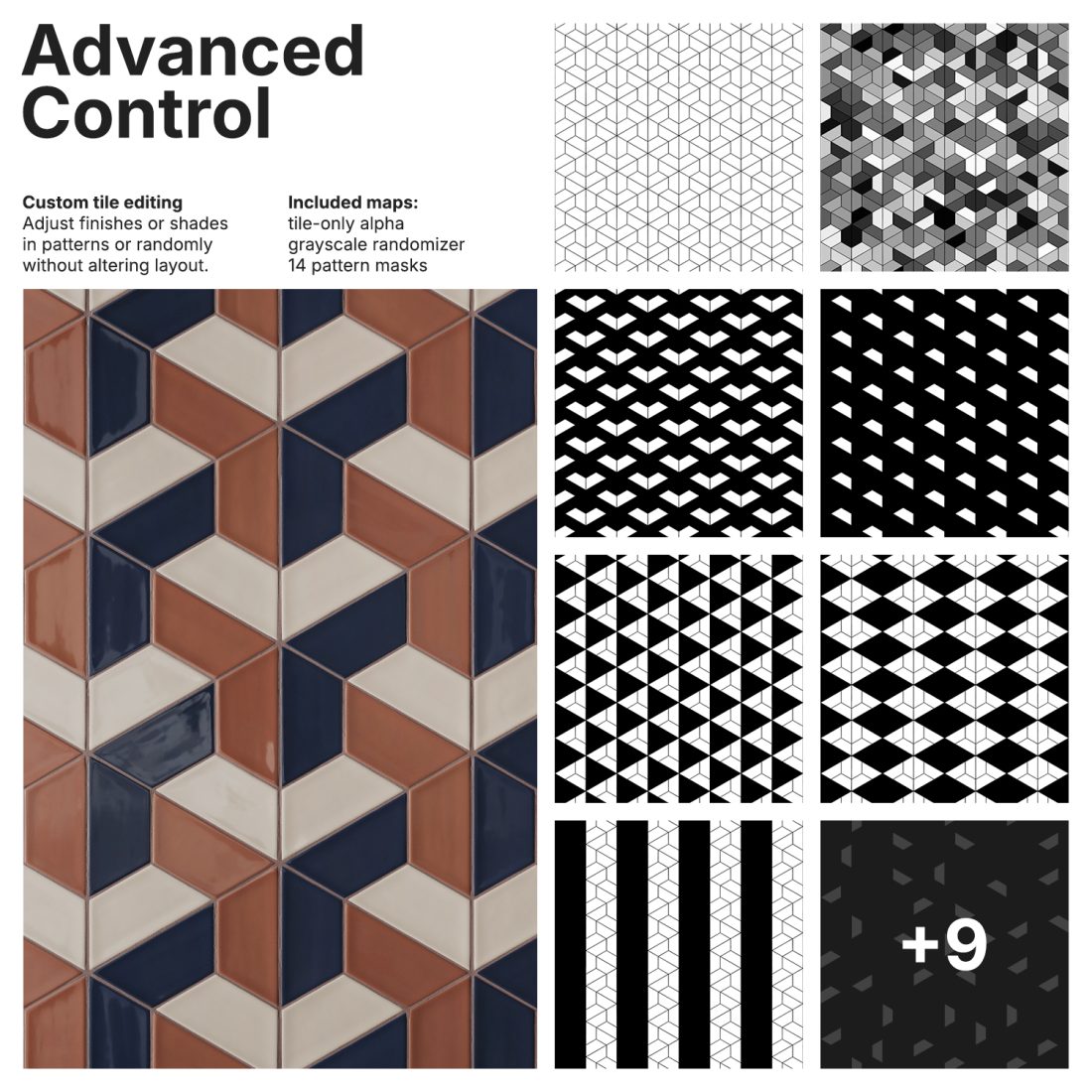 Trapezoid Tile 3x6 3/4" 3d-cube Layout - 3D Model for VRay, Corona