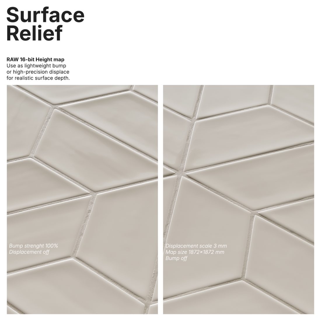 Trapezoid Tile 3x6 3/4" 3d-cube Layout - 3D Model for VRay, Corona