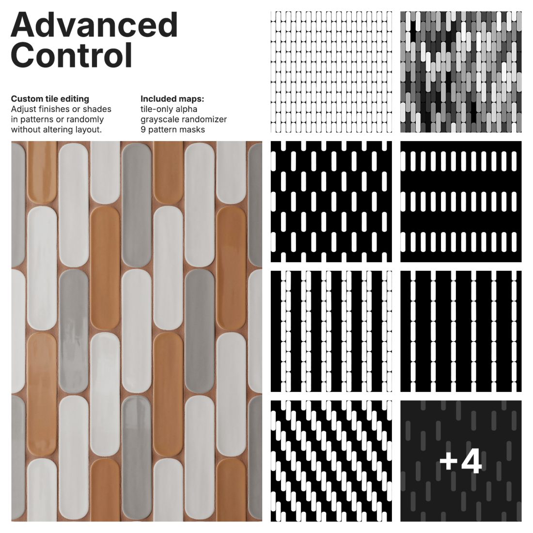 Pill Tiles 3x12" Running Bond - 3D Model for VRay, Corona