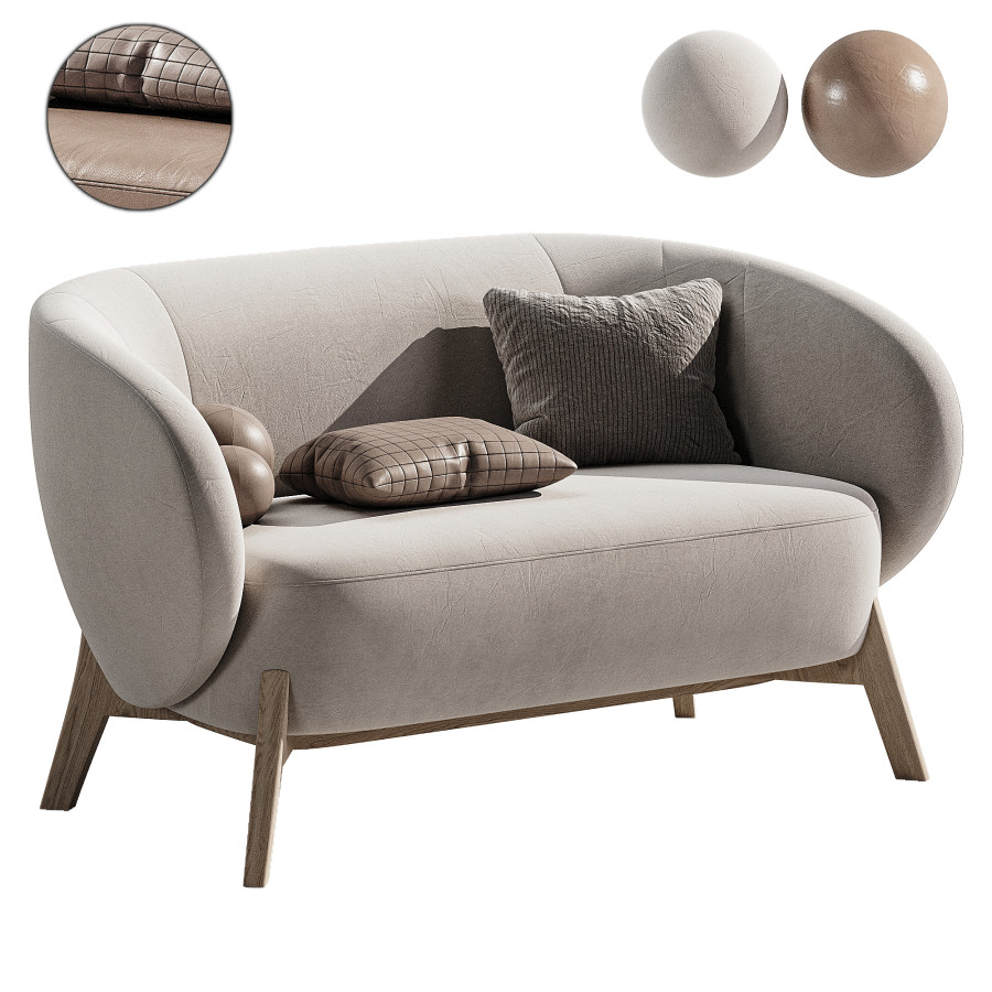 Tilar Straight Sofa - 3D Model for VRay, Corona
