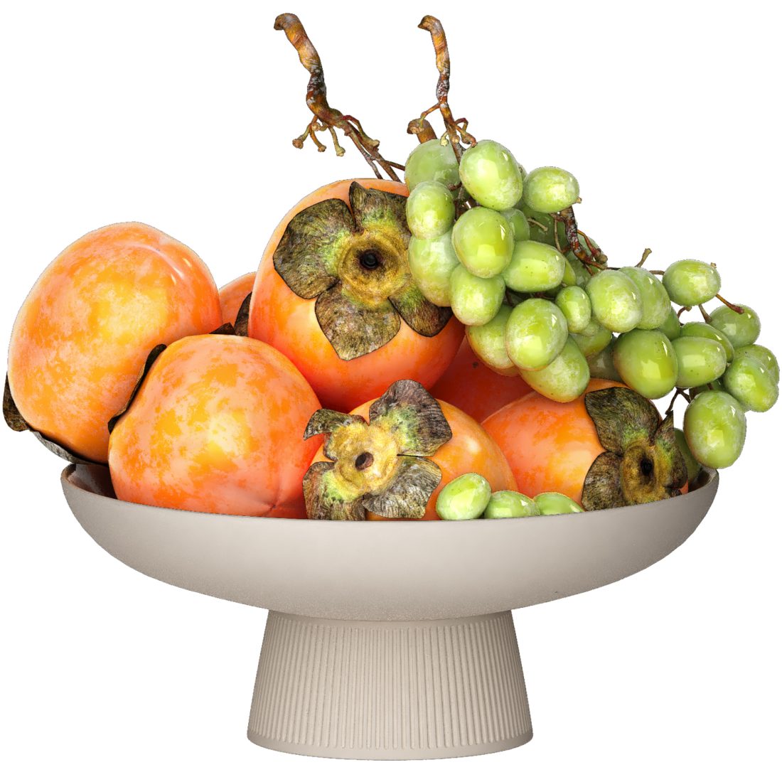 Bowl Of Persimmon Green Grapes Fruit 3D Model for VRay, Corona | CGMood
