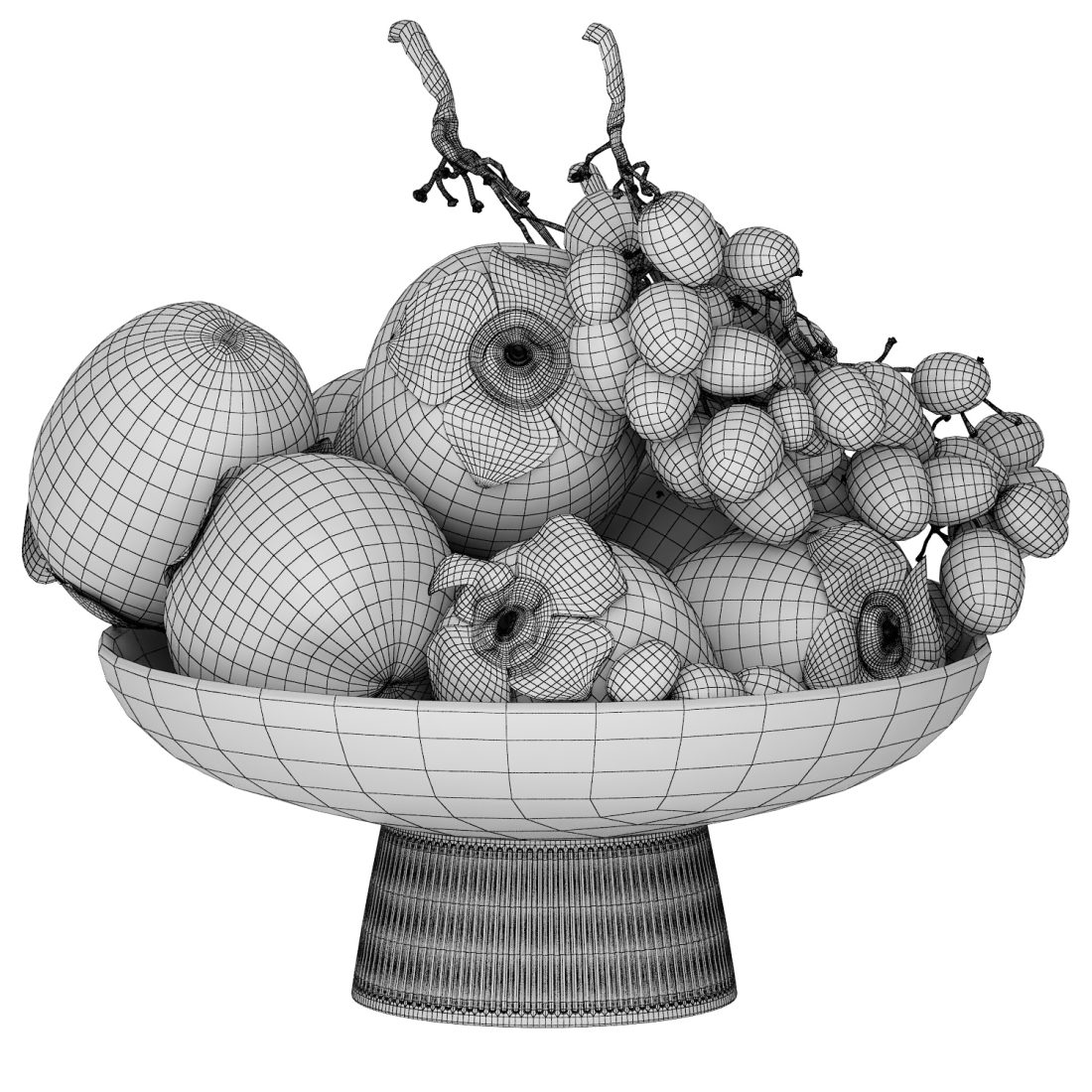 Bowl Of Persimmon Green Grapes Fruit 3D Model for VRay, Corona | CGMood