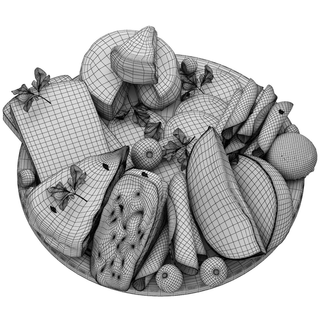 Meat And Cheese Platter 3D Model for VRay, Corona | CGMood
