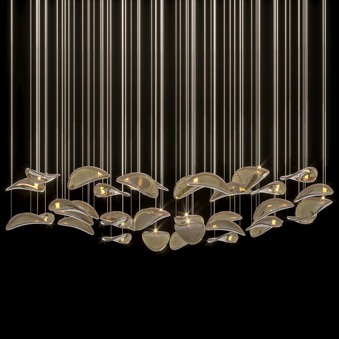 Wave Floating Leaf Chandelier - 3D Model for VRay, Corona