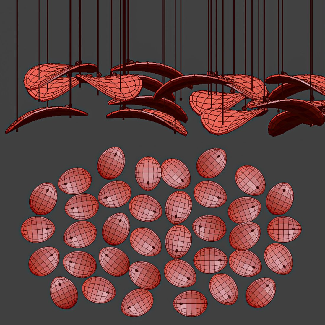 Wave Floating Leaf Chandelier 3D Model for VRay, Corona | CGMood