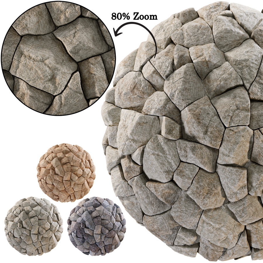 Stone Wall 25 (seamless) - 3D Model for VRay