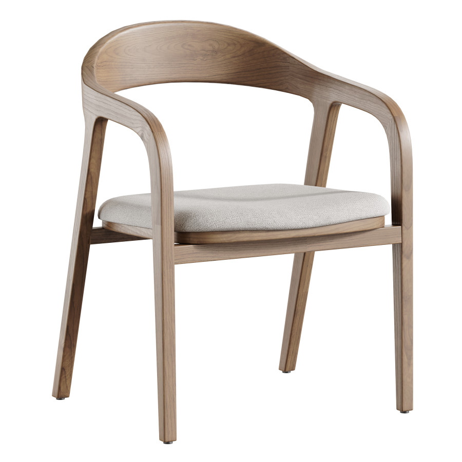 Dining Chair Armrest Chair Walnut Wood Amir - 3D Model for Corona