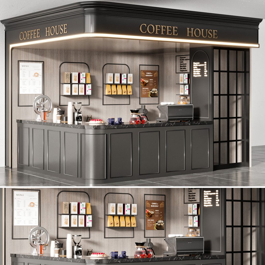 CAFE BAR NO45 3D Model for VRay, Corona | CGMood