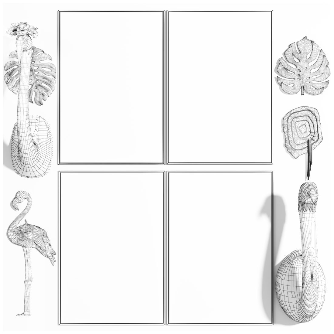 Flamingo Frame Set 3D Model for VRay, Corona | CGMood