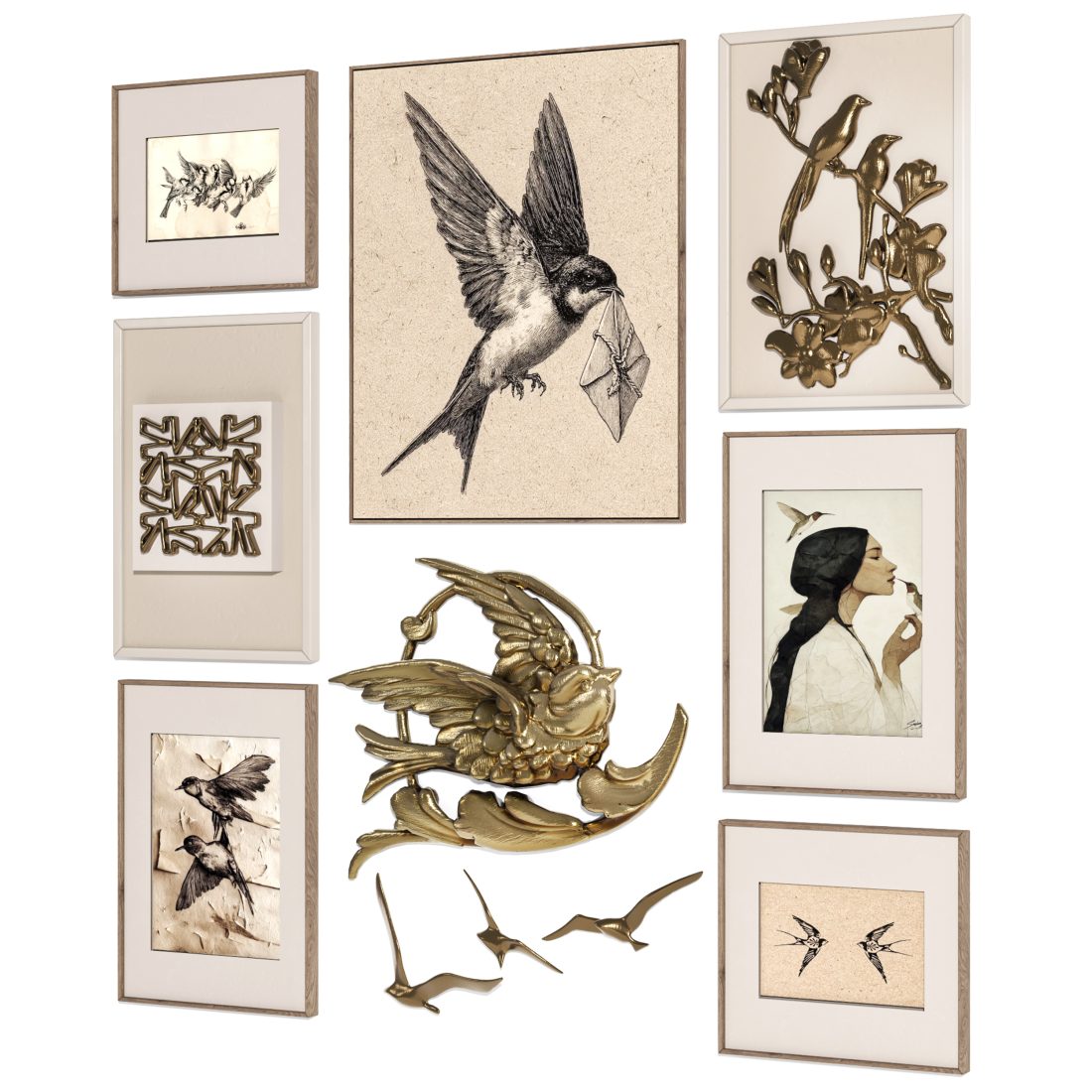 Birds Frame Set 3D Model for VRay, Corona | CGMood
