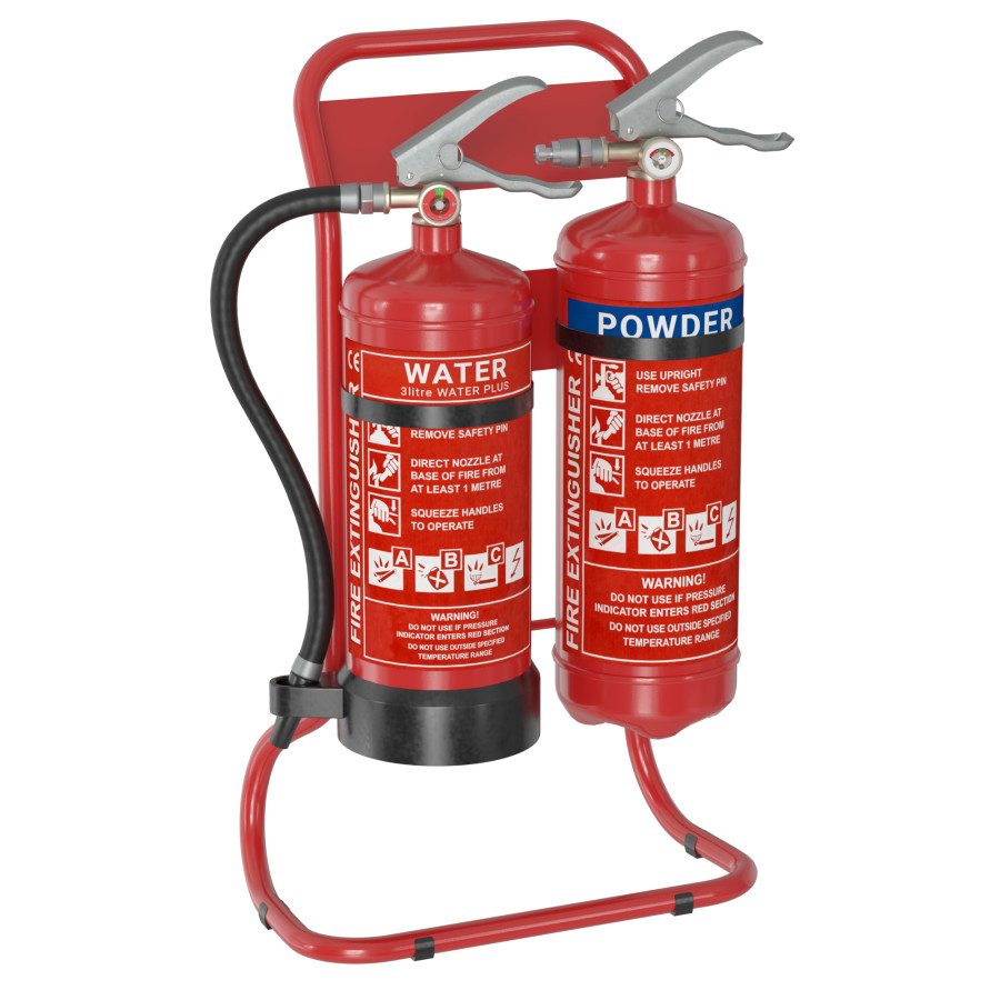 Stand With Two Fire Extinguishers 3D Model for VRay, Corona | CGMood