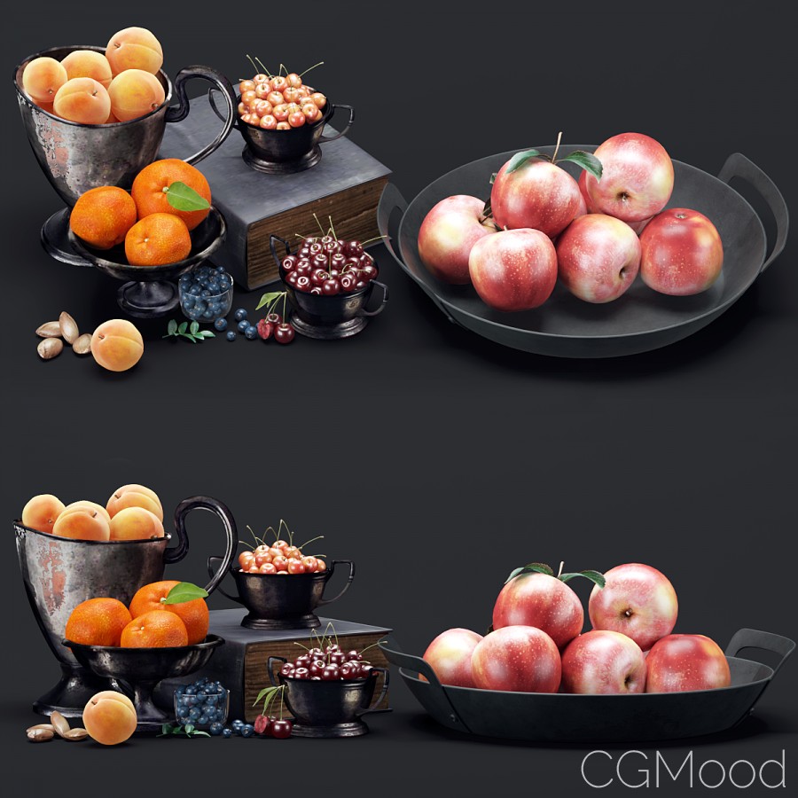 Decorative Set Of Berries And Fruits 3D Model for VRay, Corona | CGMood