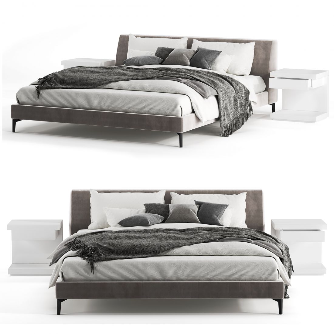 Meridiani Louis Up Bed - 3D Model for VRay