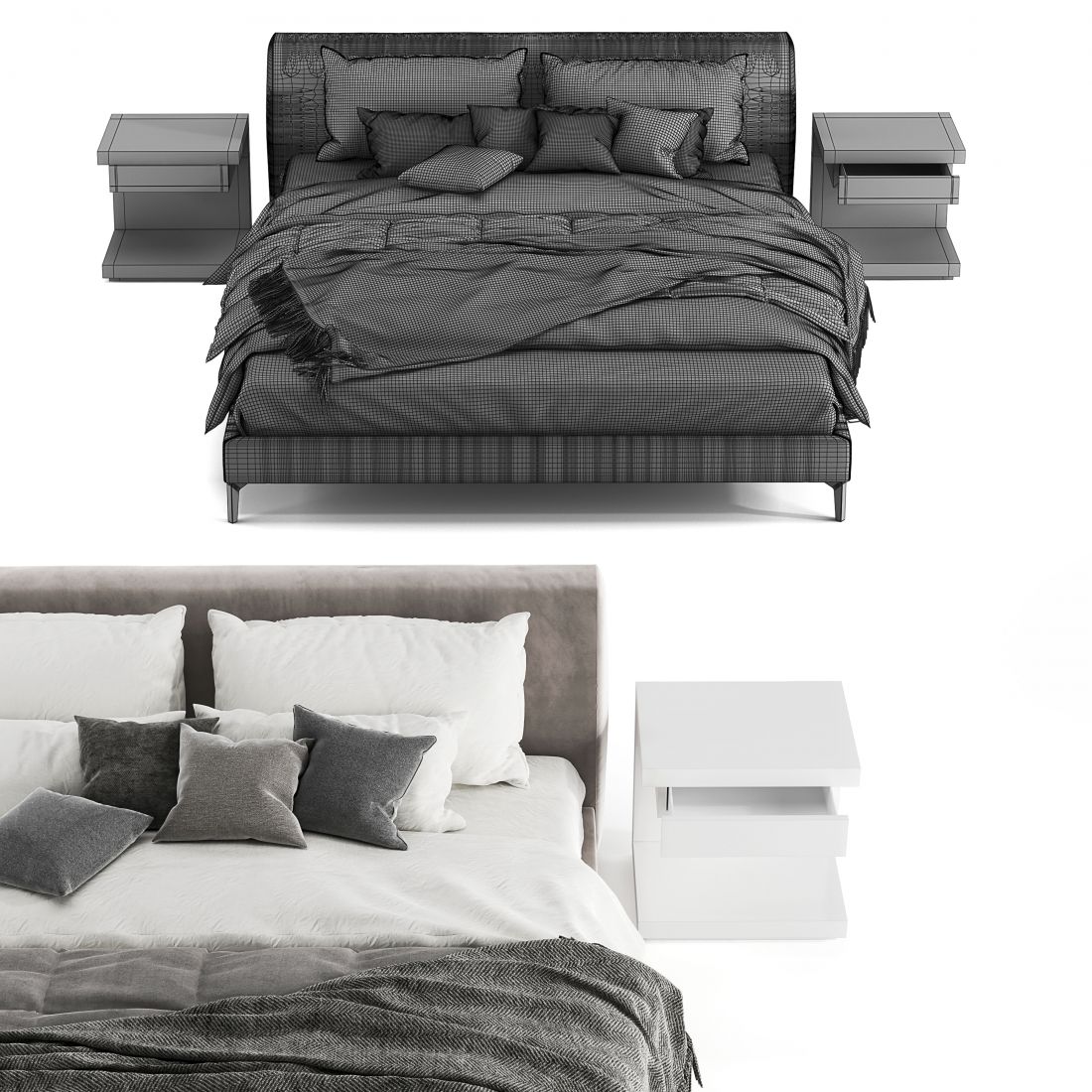Meridiani Louis Up Bed - 3D Model for VRay