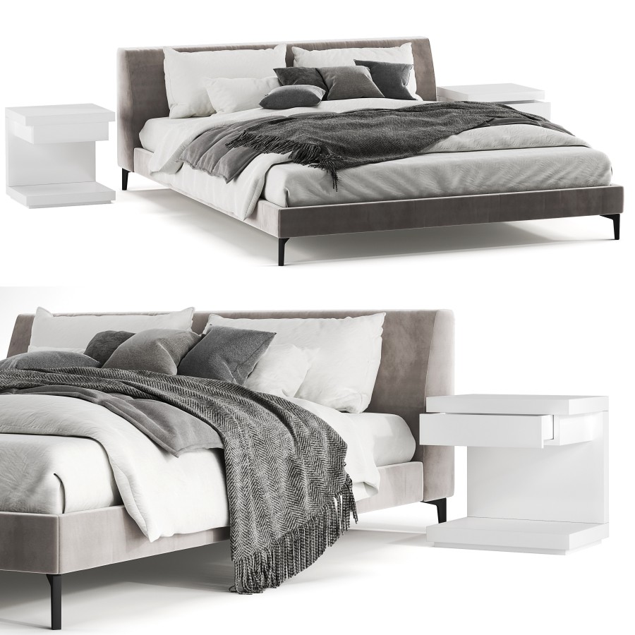 Meridiani Louis Up Bed - 3D Model for VRay