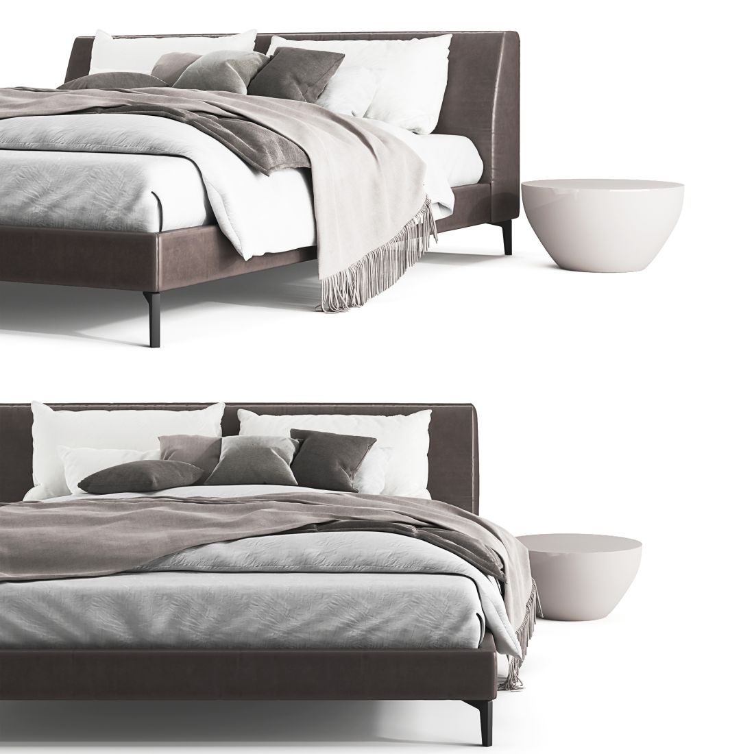 Meridiani Louis Up Leather Bed - 3D Model for VRay