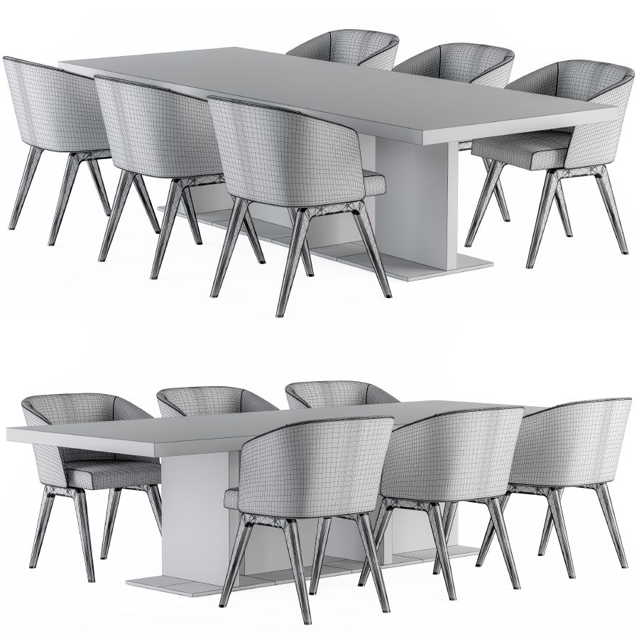 Dining Set With Creed Chair And Toulouse Tabl - 3D Model for VRay, Corona
