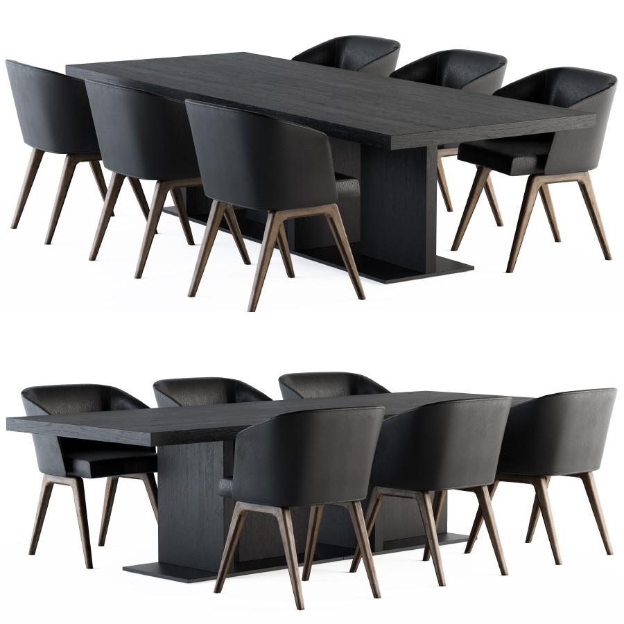 Dining Set With Creed Chair And Toulouse Tabl 3D Model for VRay, Corona ...