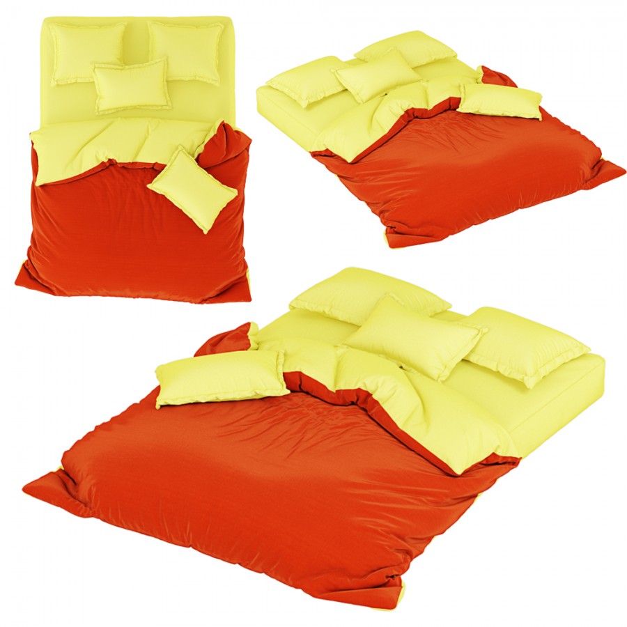 Mattress With Pillows And Blanket 2 3D Model for VRay | CGMood