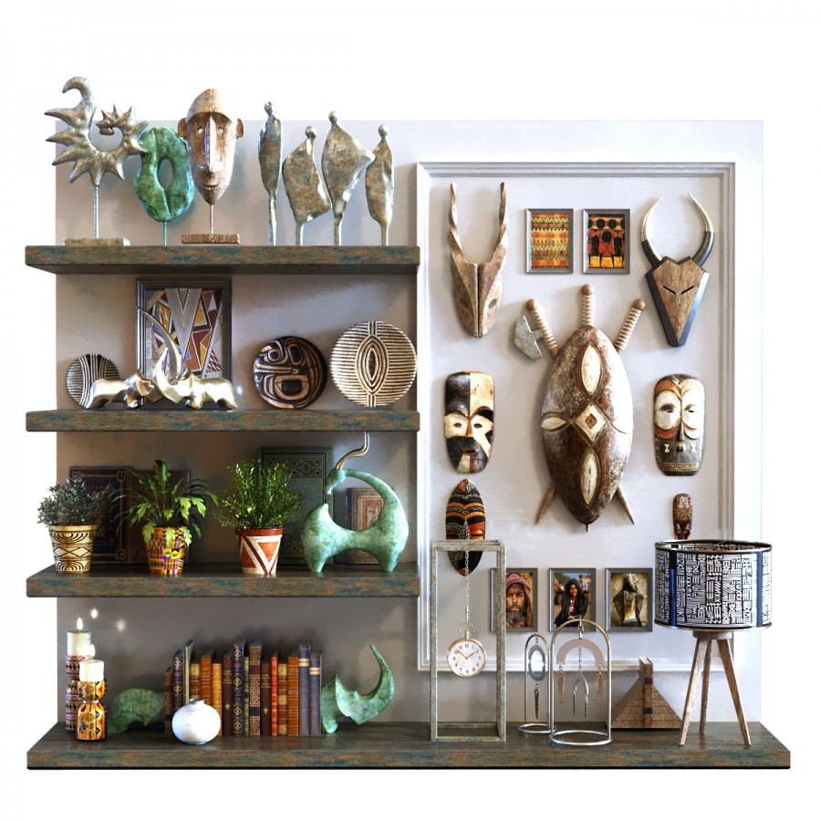 35 Decoration Object Set 100 Africa Art Style 3D Model for VRay, Corona ...