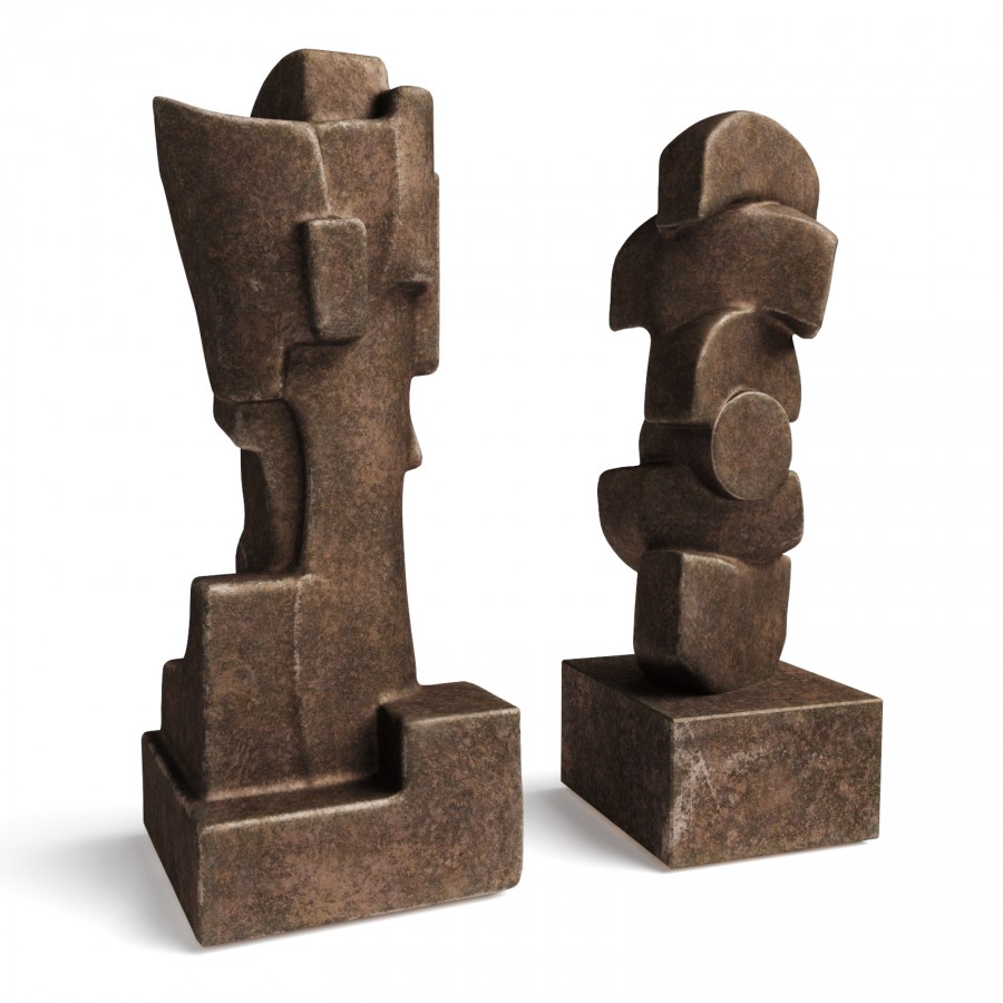 Abstract Copper Scandinavian Sculptures - 3D Model for VRay, Corona