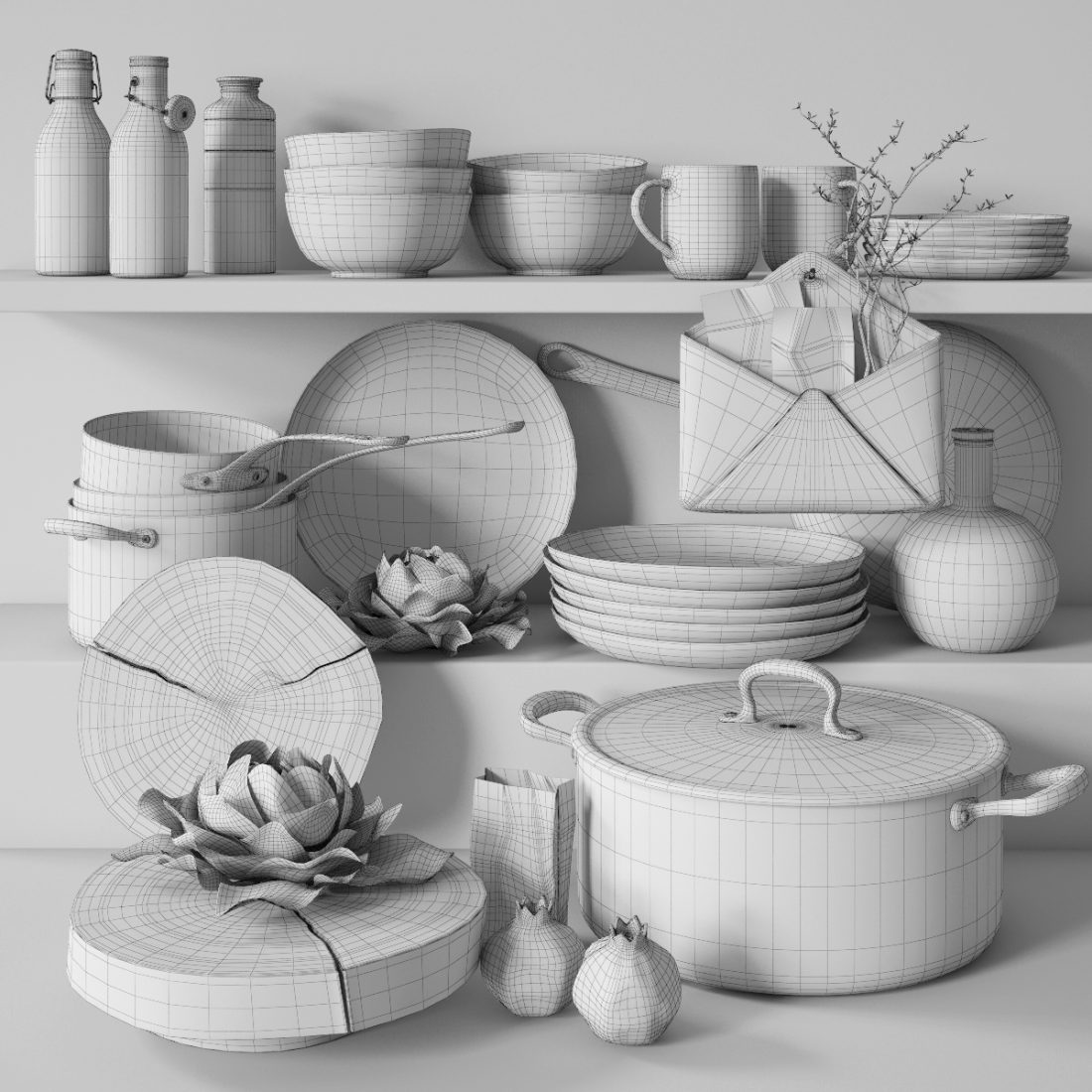 Kitchen Set Anthropologie - 3D Model for Corona